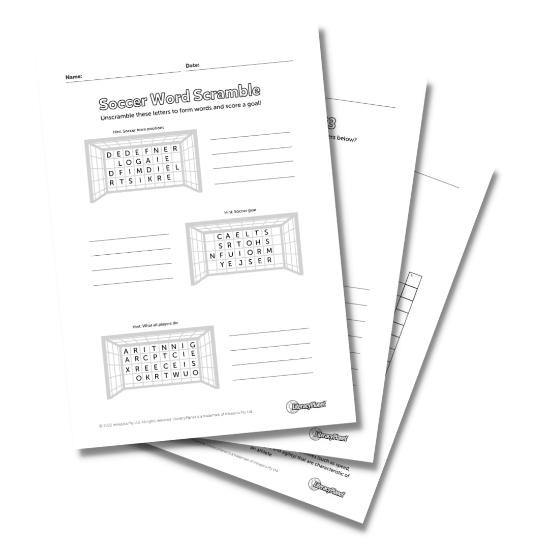 Soccer activity pack - Secondary | LiteracyPlanet